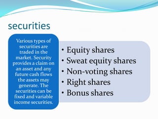 1. introduction to securities market | PPTX