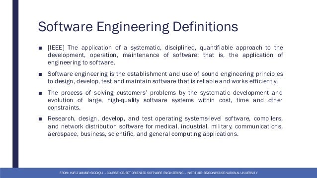 1 Introduction To Software Engineering Object Oriented Software Engi