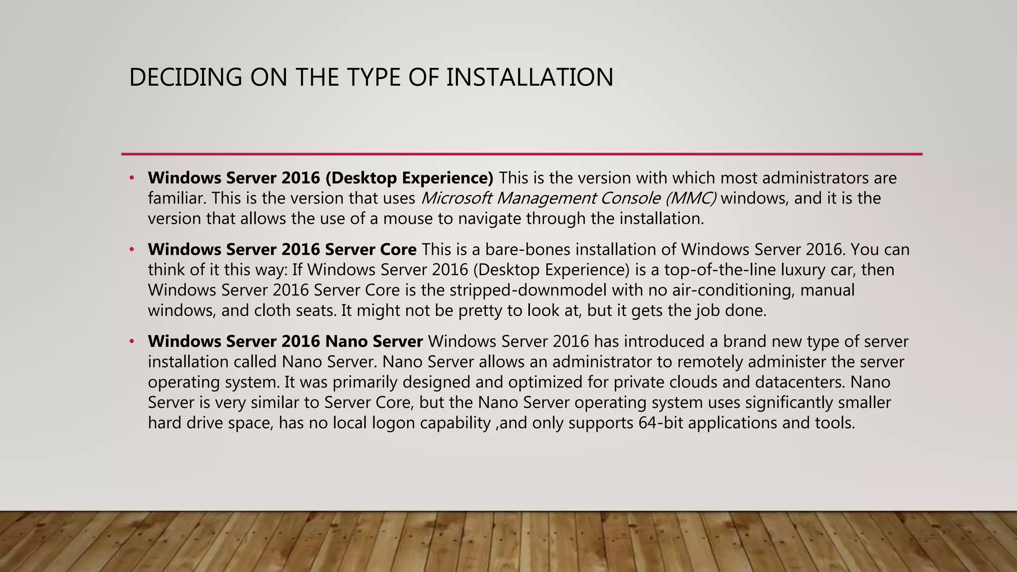 1 introduction to windows server 2016 | PPTX