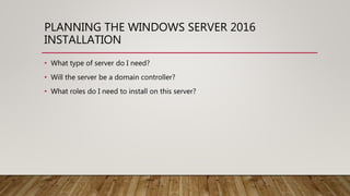 1 introduction to windows server 2016 | PPTX