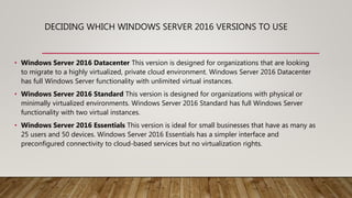 1 introduction to windows server 2016 | PPTX