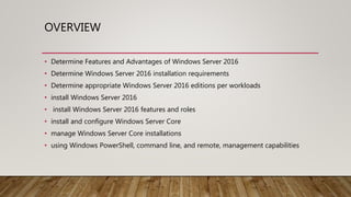1 introduction to windows server 2016 | PPTX