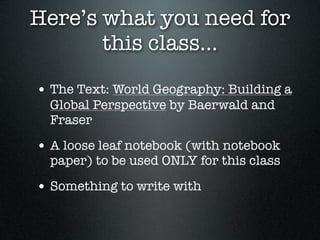 #1 introduction to World Geography | KEY