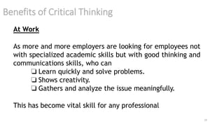 Introduction Critical Thinking Problem Solving | PDF