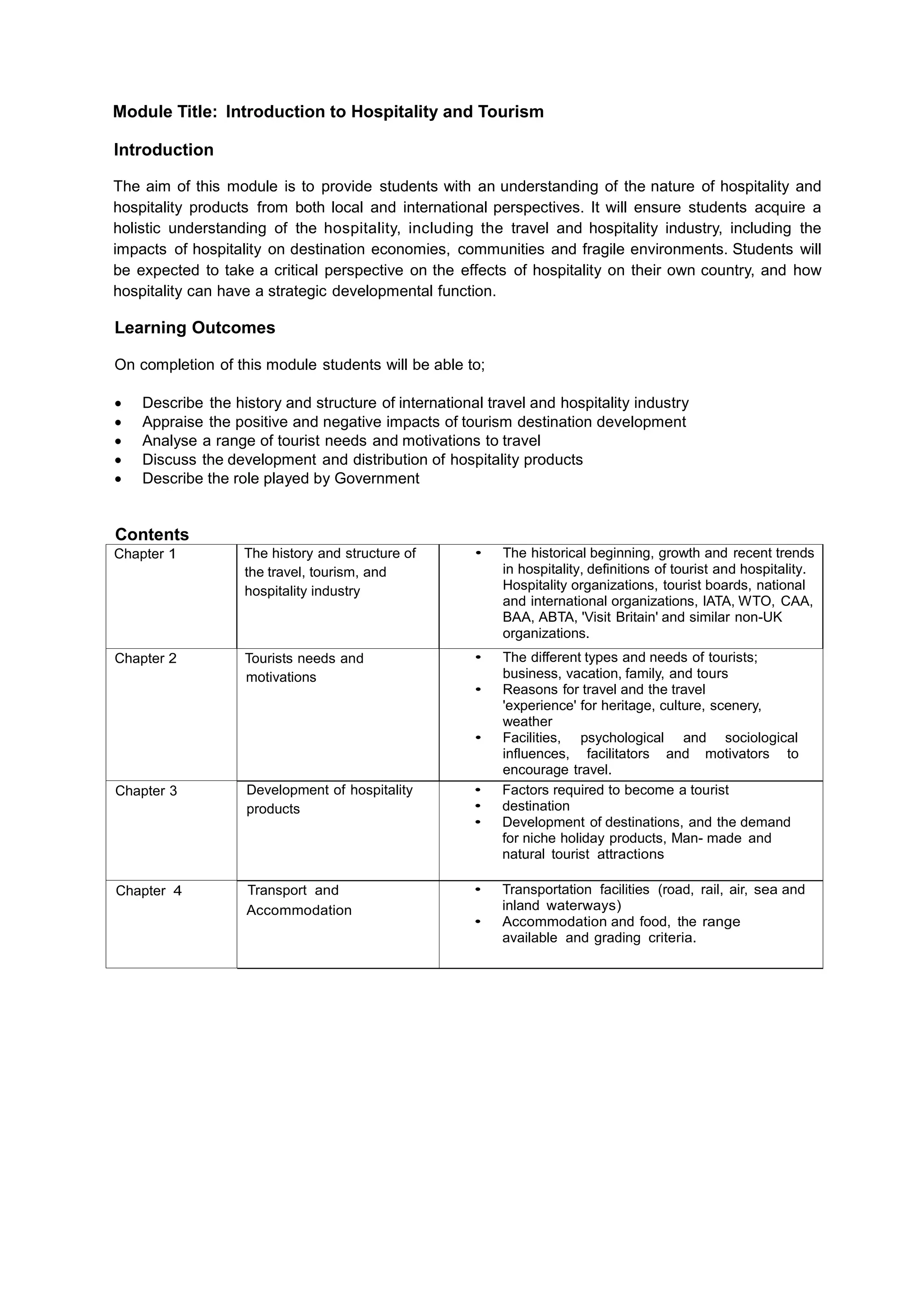 1 intro to hosptality and tourism | PDF