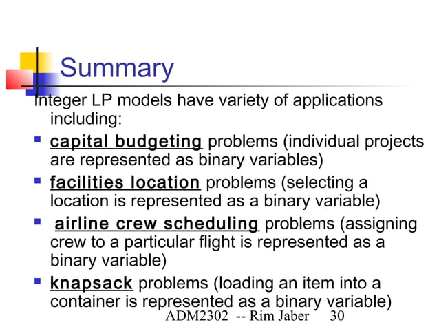 beyond linear programming: mathematical programming extensions | PPT