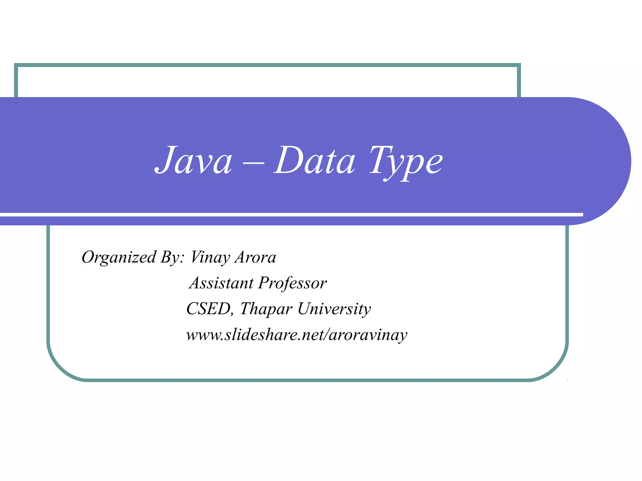 1 Java Data Type Ppt