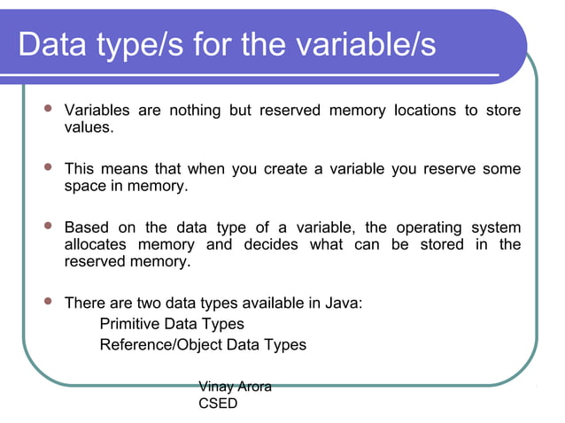 1 Java Data Type Ppt