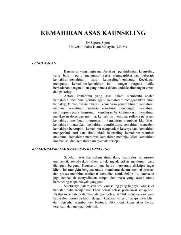 1 kemahiran asas kaunseling | PDF