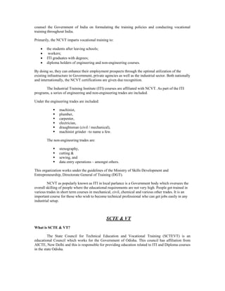know about iti, dgt, ncvt, scte & vt, dtet, cti | PDF