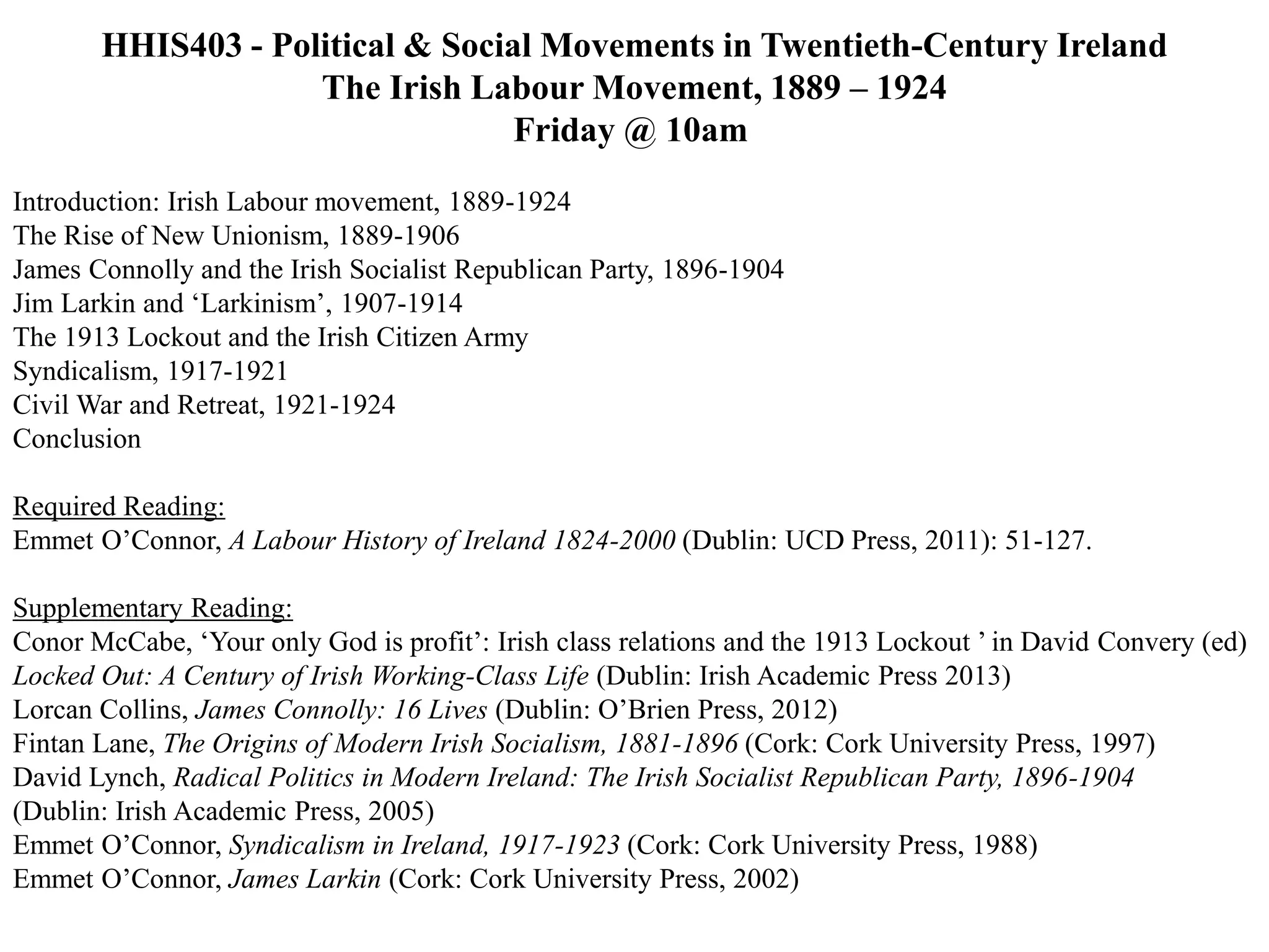 Irish Labour movement 1889-1924: Lecture Four - Jim Larkin and ...