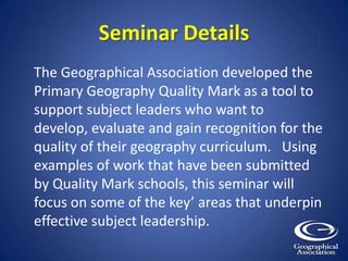 Leading the way in Primary Geography | PPTX