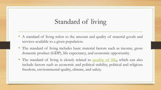 economic development and standard of living | PPTX
