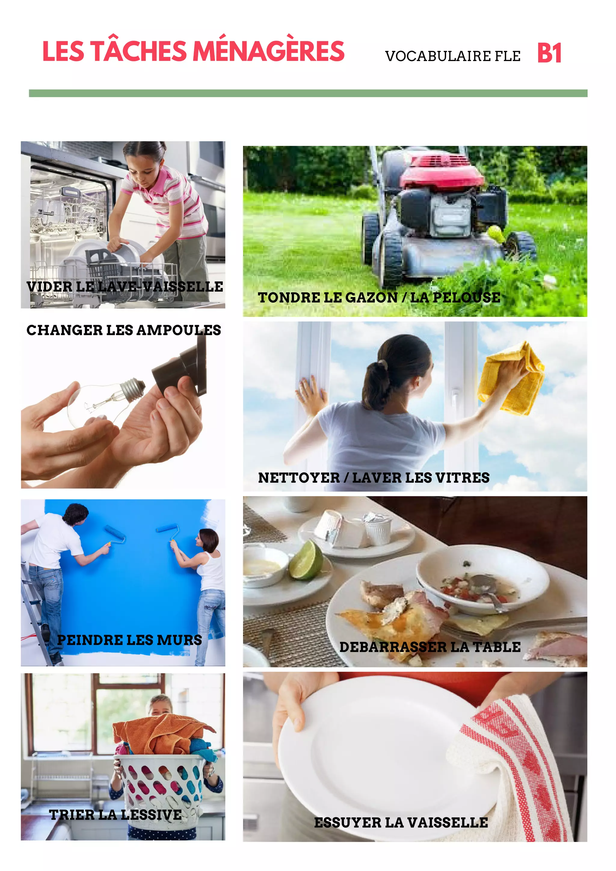Lexique les tâches ménagères | PDF