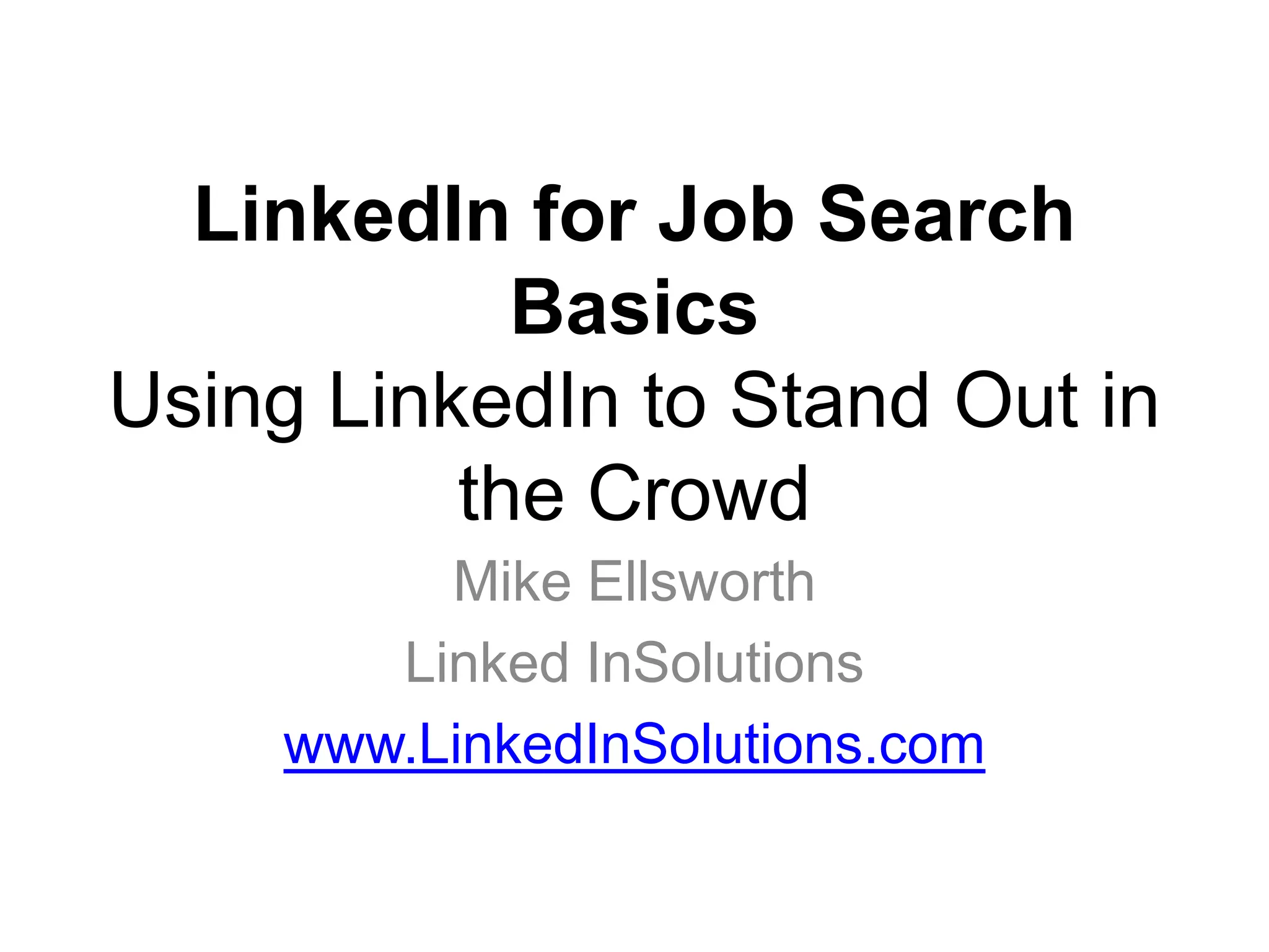 LinkedIn Basic Training | PPT