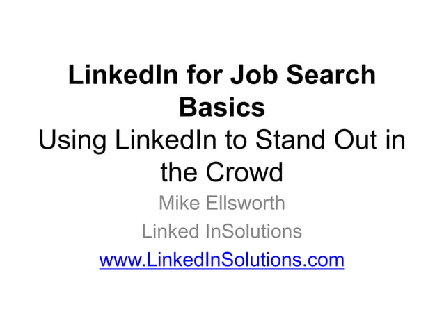 LinkedIn Basic Training | PPT