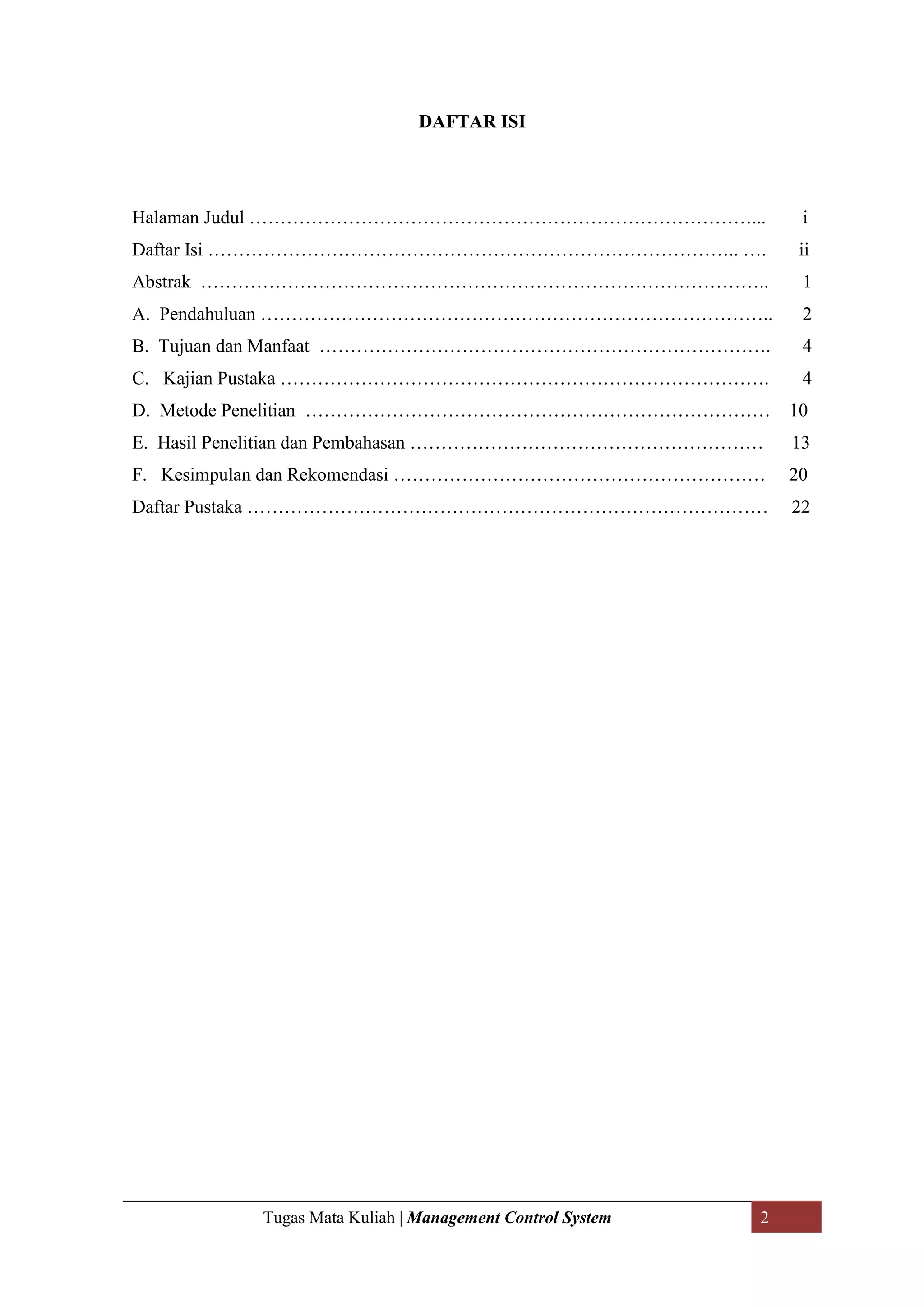 Management Control System (Sistem Pengendalian Manajemen) di SMK Negeri 1 Bintan. | PDF