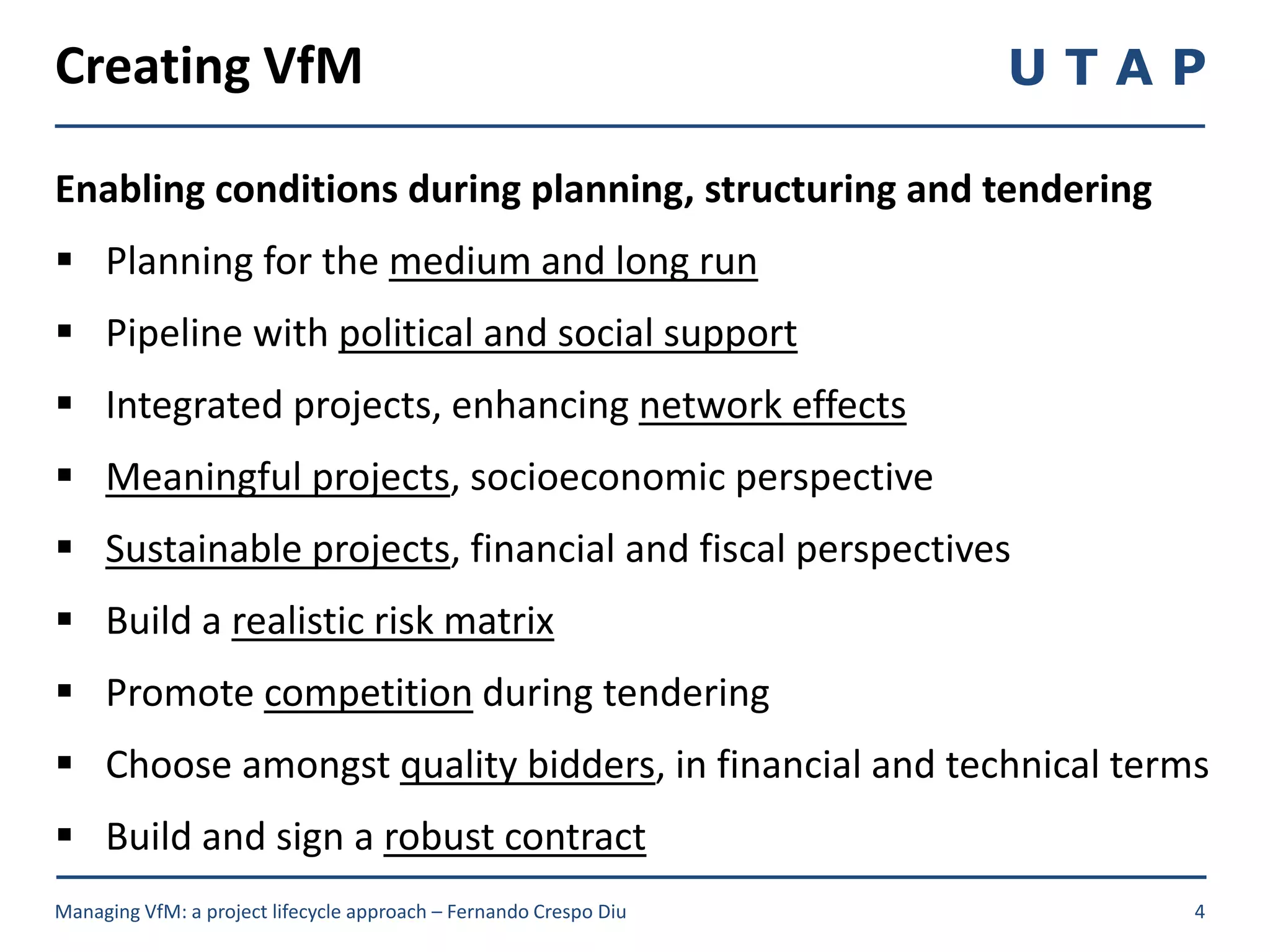 Managing VfM: a project lifecycle approach - Fernando Crespo Diu ...