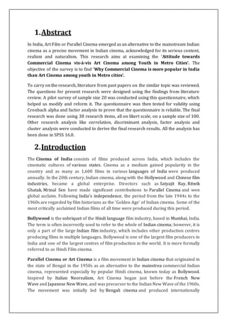 Market Research Report - Commercial Cinema vis-à-vis Art Cinema | DOCX