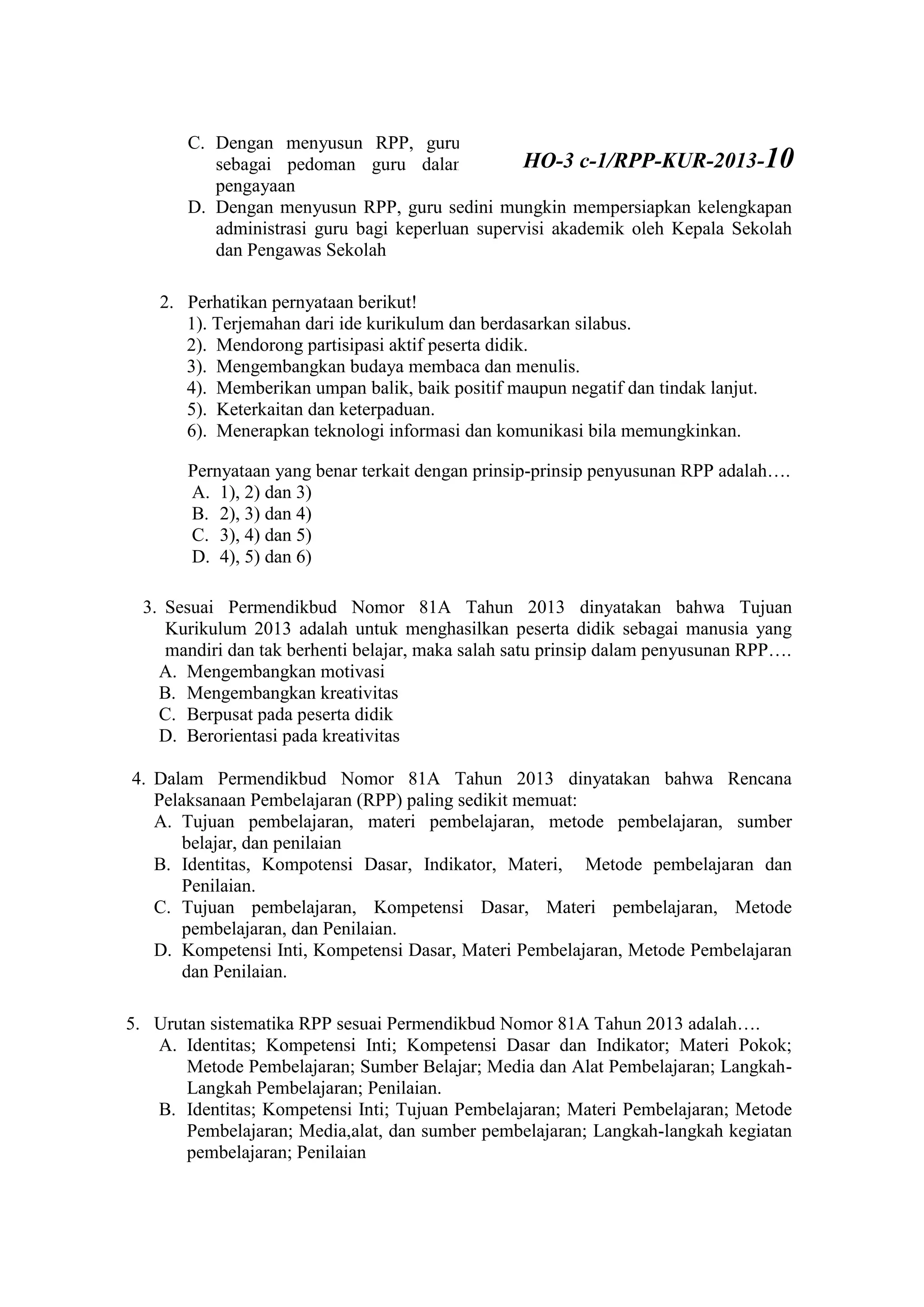 MATERI PENYUSUNAN RPP | PDF