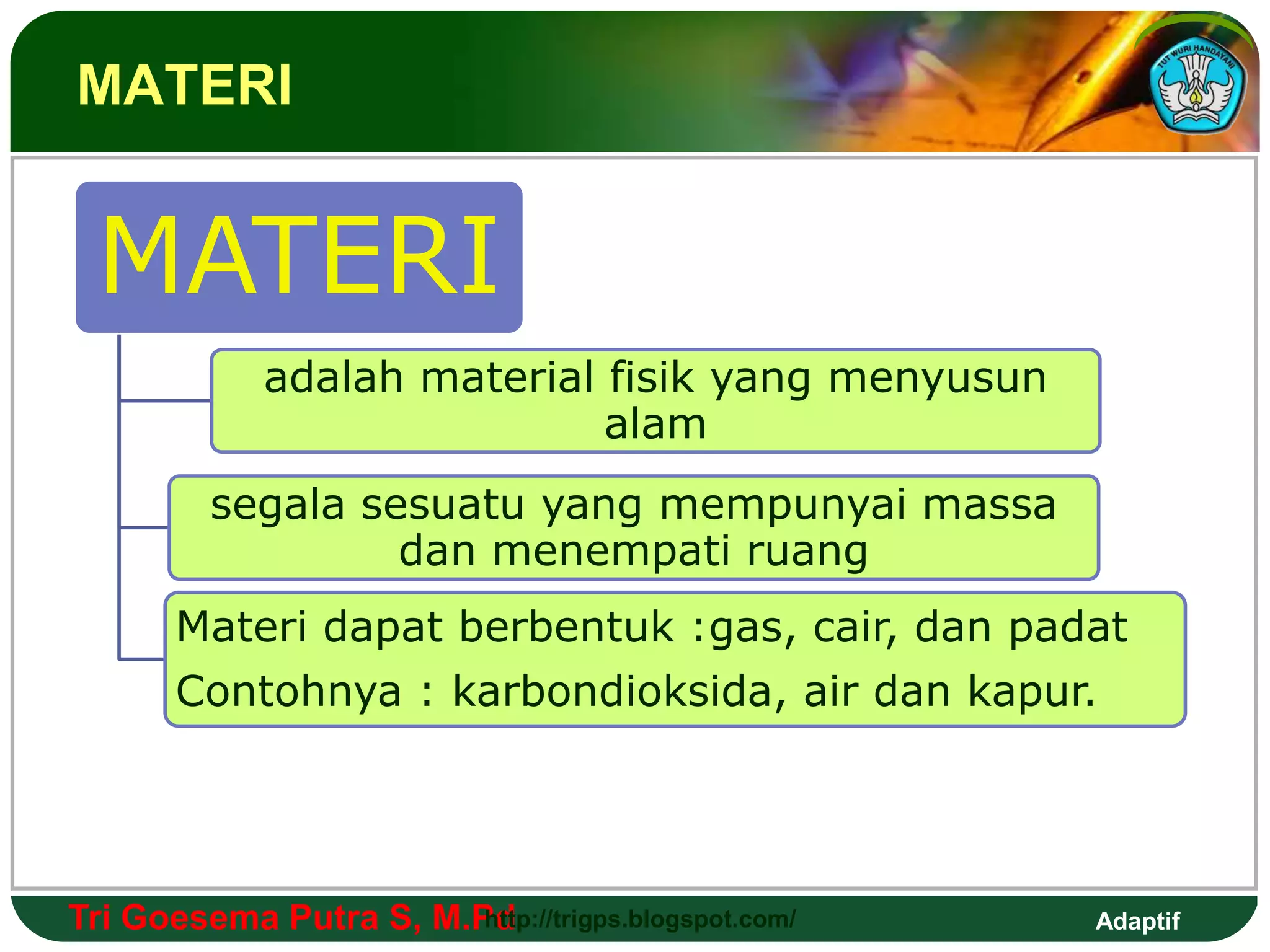 1. materi dan perubahan | PPTX