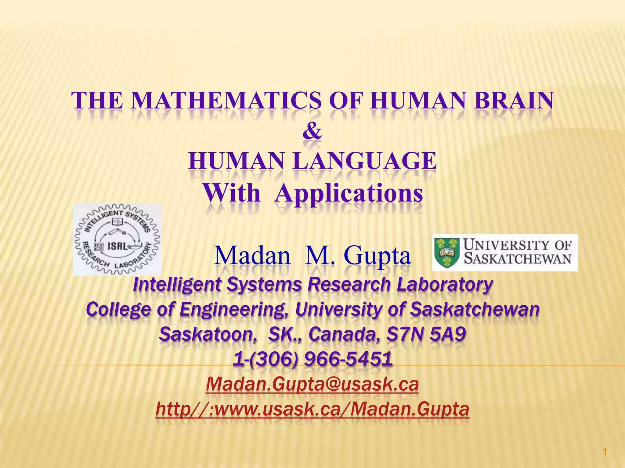 Mathematics of human brain & human language | PPTX