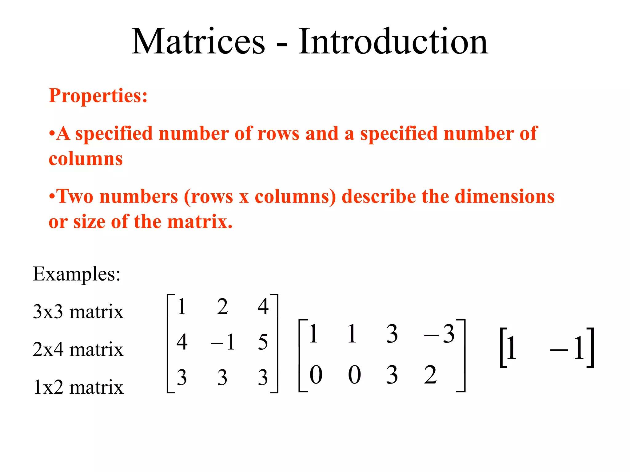 Matrices Basics Determinant Inverse Eigenvalues Linear Equations Rank Ppt