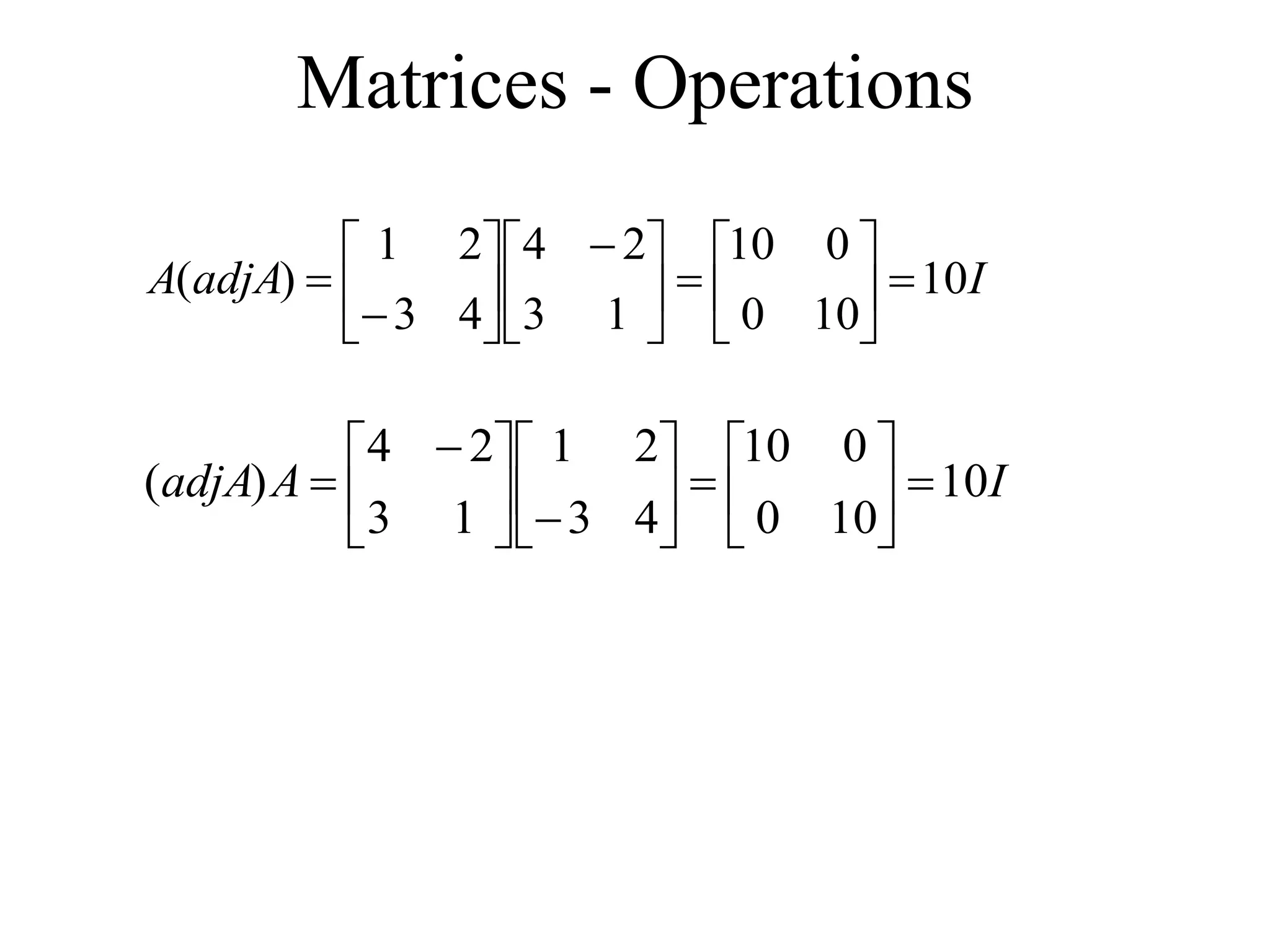 Matrices ,Basics, Determinant, Inverse, EigenValues, Linear Equations, RANK | PPT