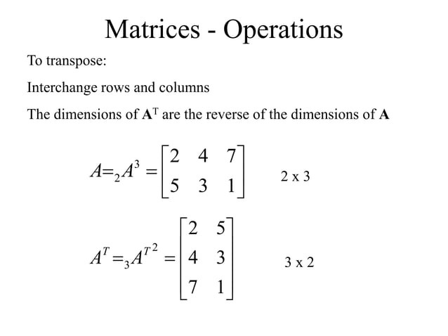 Matrices ,Basics, Determinant, Inverse, EigenValues, Linear Equations ...
