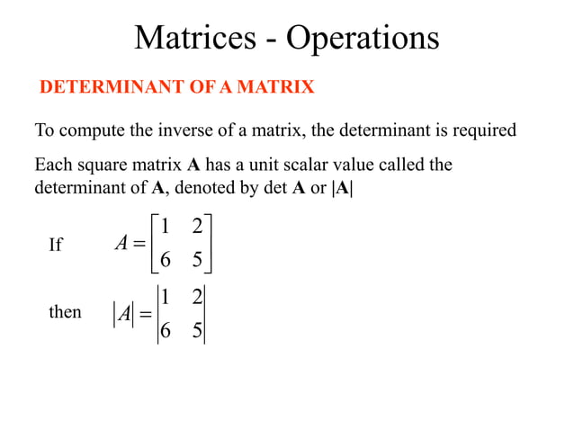 Matrices ,Basics, Determinant, Inverse, EigenValues, Linear Equations, RANK | PPT