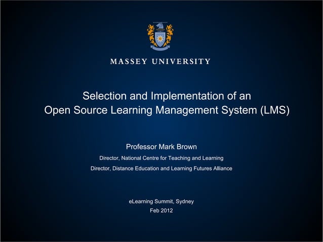 Selection and Implementation of an Open Source Learning Management System (LMS) | PPT