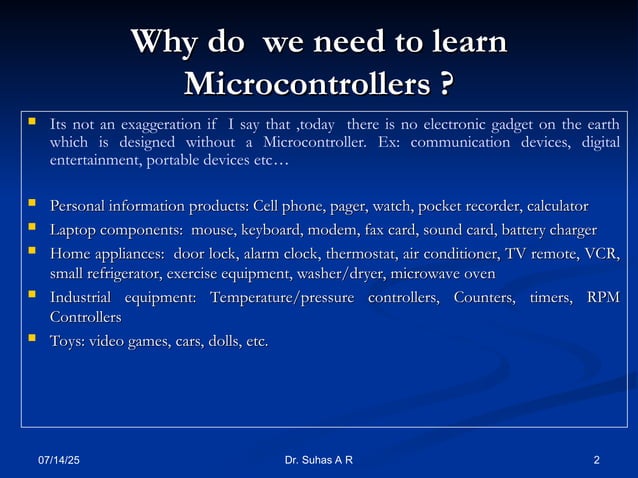 Microcontroller Basics and its Applications with Architecture and Pin diagram | PPT