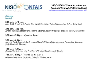December 2, 2015: NISO/NFAIS Virtual Conference: Semantic Web: What's ...