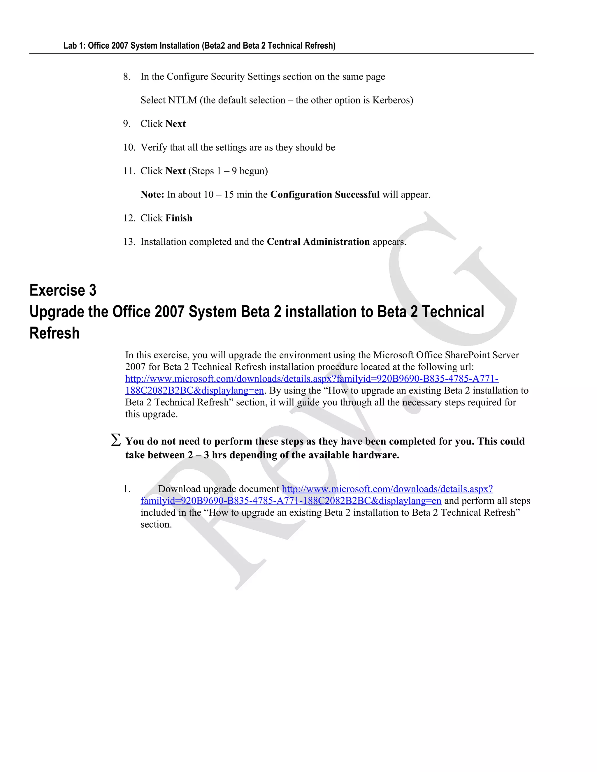 ( 1 ) Office 2007 Installation | DOC