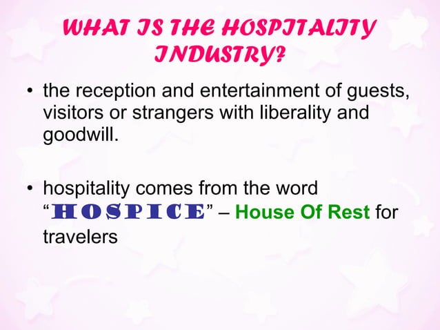 chapter 1 overview of hospitality | PPT