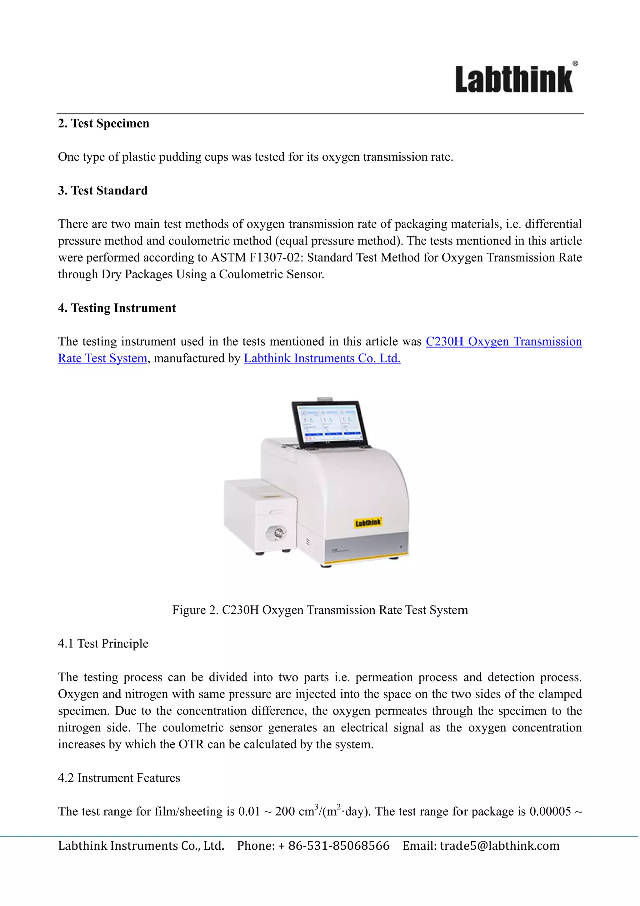 1 oxygen permeability test method of pudding cups | PDF