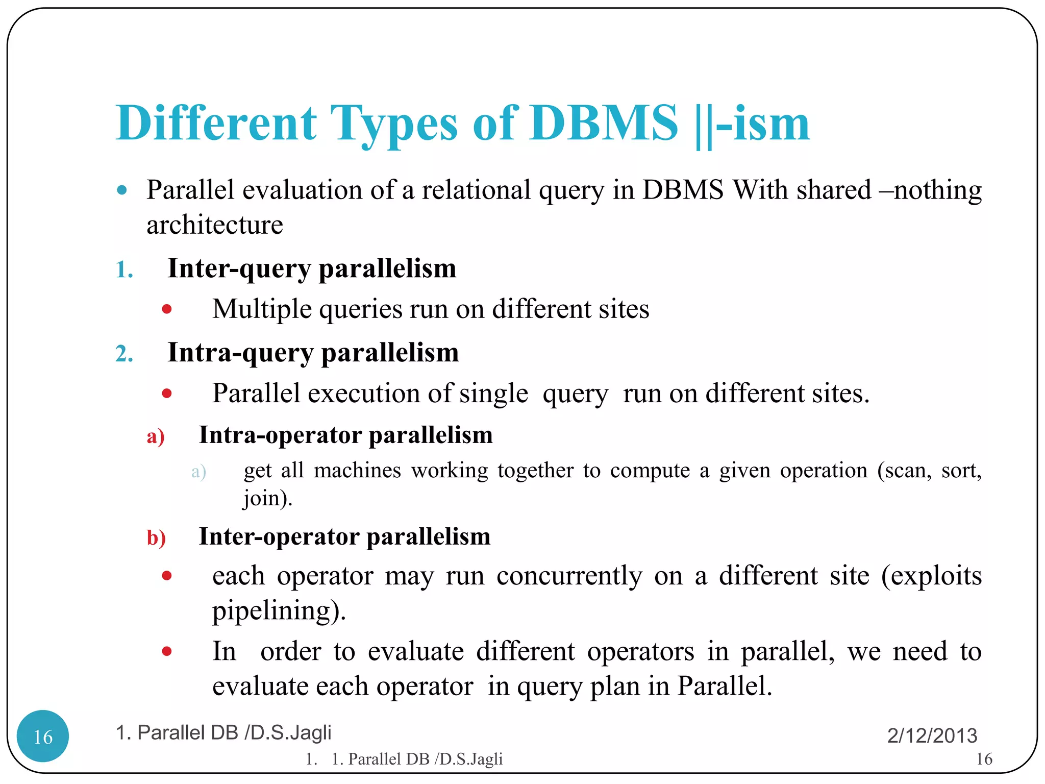 Parallel Database | PPSX