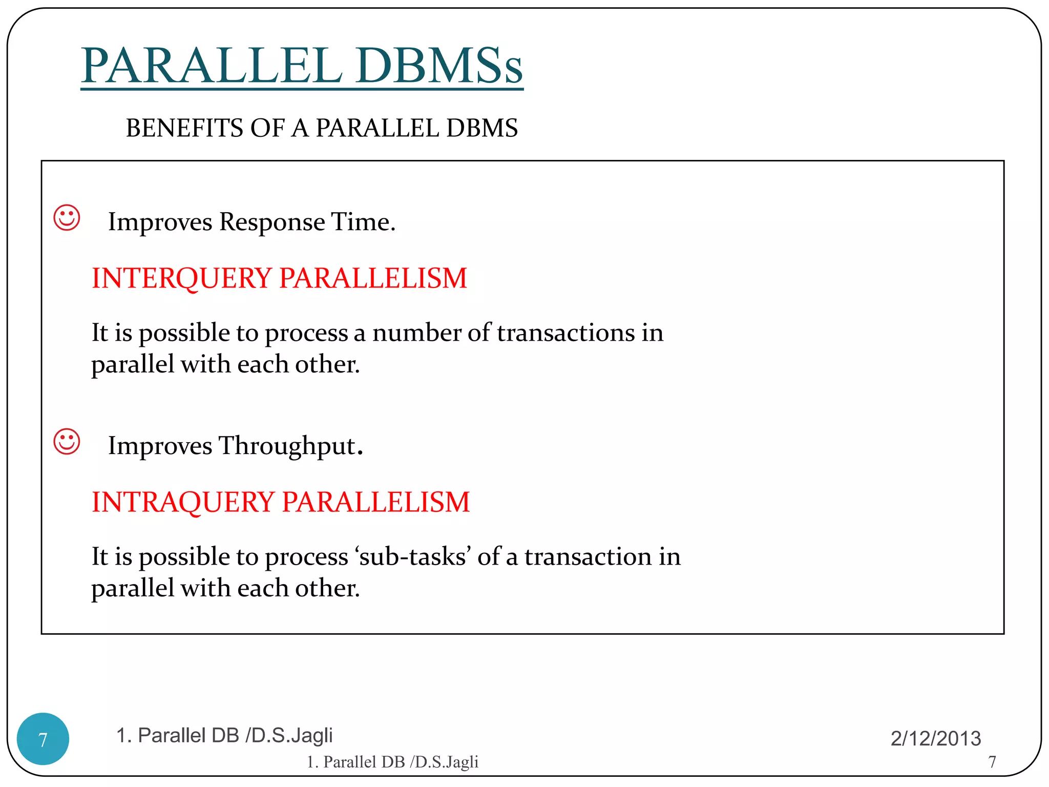 Parallel Database | PPSX