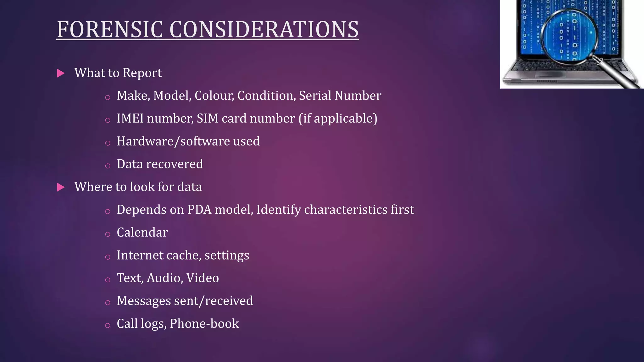 pda forensics | PPTX | Operating Systems | Computer Software and Applications
