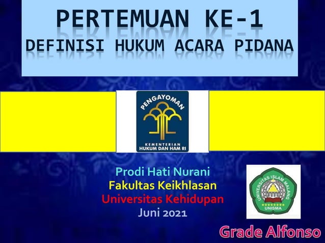 1 pengertian, tujuan dan prinsip hukum acara pidana | PPTX