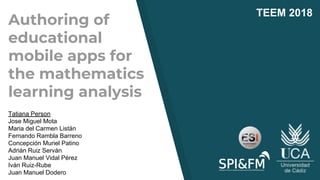 Authoring of educational mobile apps for the mathematics-learning ...
