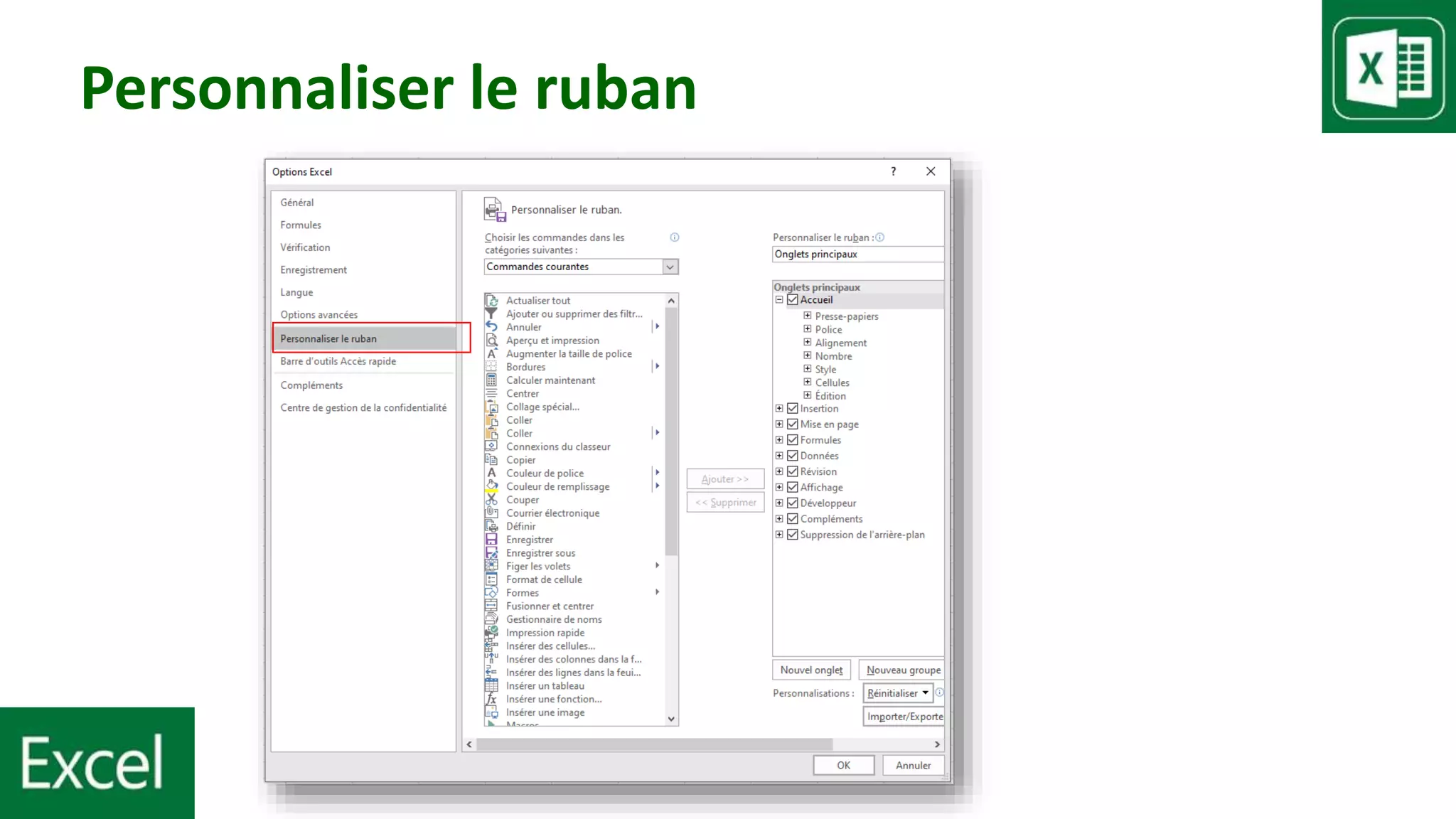 1-personnaliser le ruban excel | PPTX