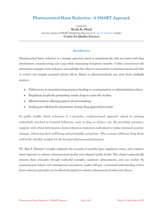 Pharmaceutical Harm Reduction - Roohi Obaid | PDF