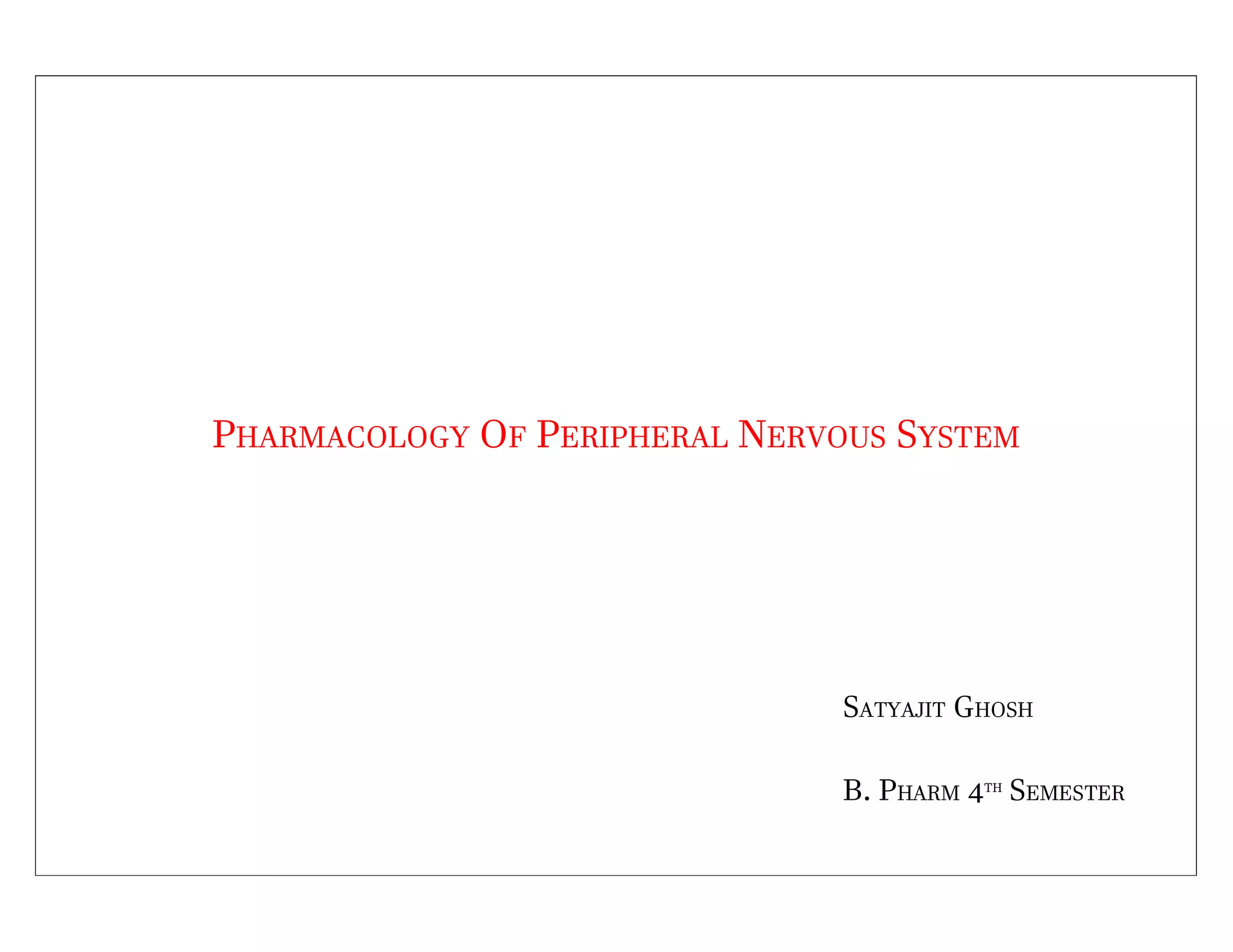 Pharmacology of peripheral nervous system | PDF