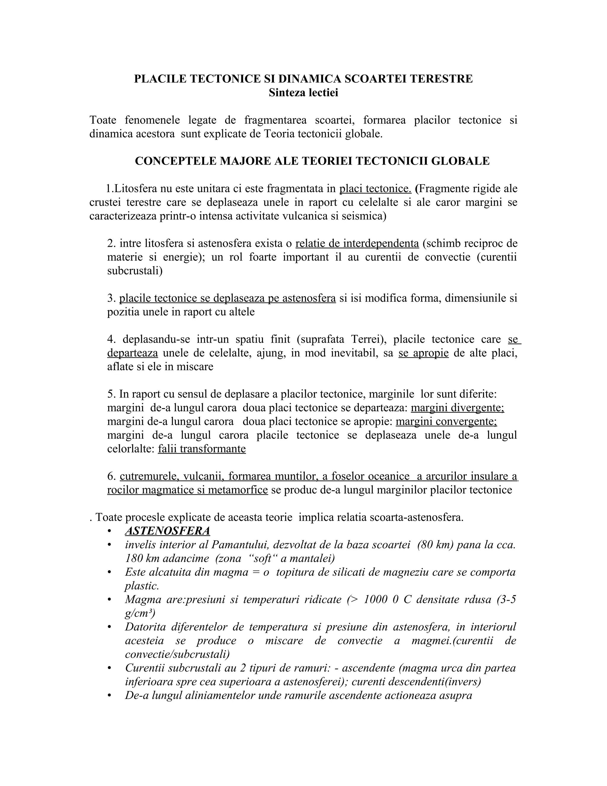1.placile tectonice si dinamica scoartei terestre | DOC