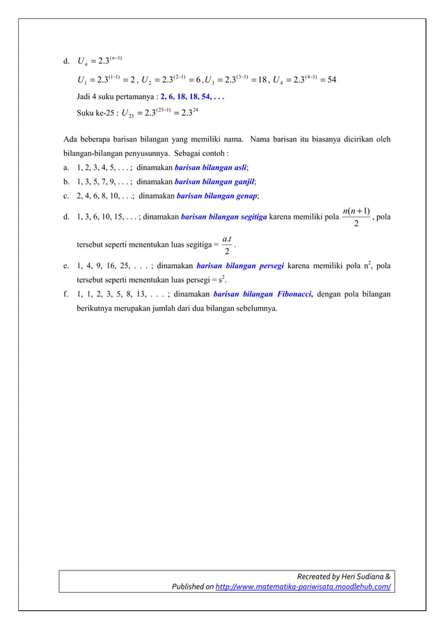 1. pola barisan bilangan | PDF