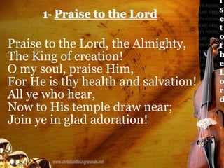 SDA Hymn song: 1-Praise to the Lord. Number 1 | PPT