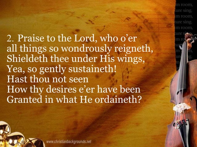 SDA Hymn song: 1-Praise to the Lord. Number 1 | PPT | Religious (Music ...