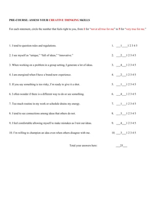 Pre Course Assessment | PDF