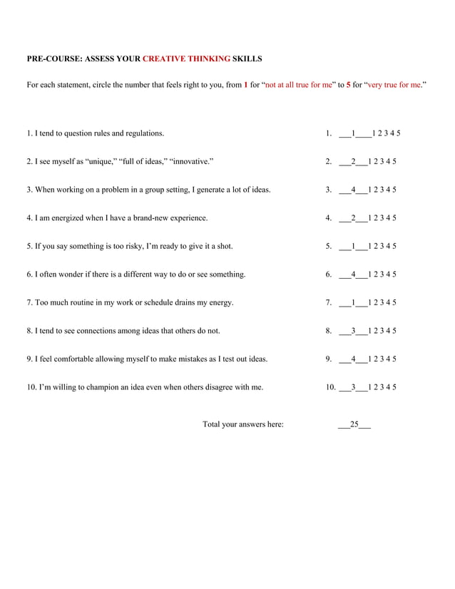 1 pre course assessment | PDF